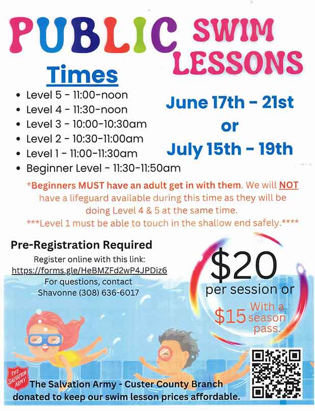 Public Swim Lesson Dates Announced for 2024 | Community of Arnold, NE ...